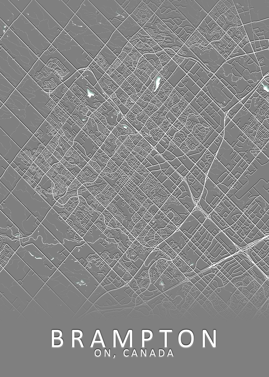 'Brampton Canada City Map' Poster, picture, metal print, paint by City ...