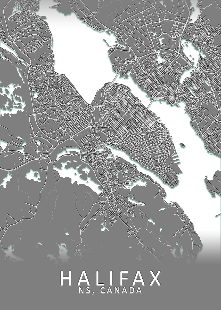'Halifax NS Canada City Map' Poster, picture, metal print, paint by ...