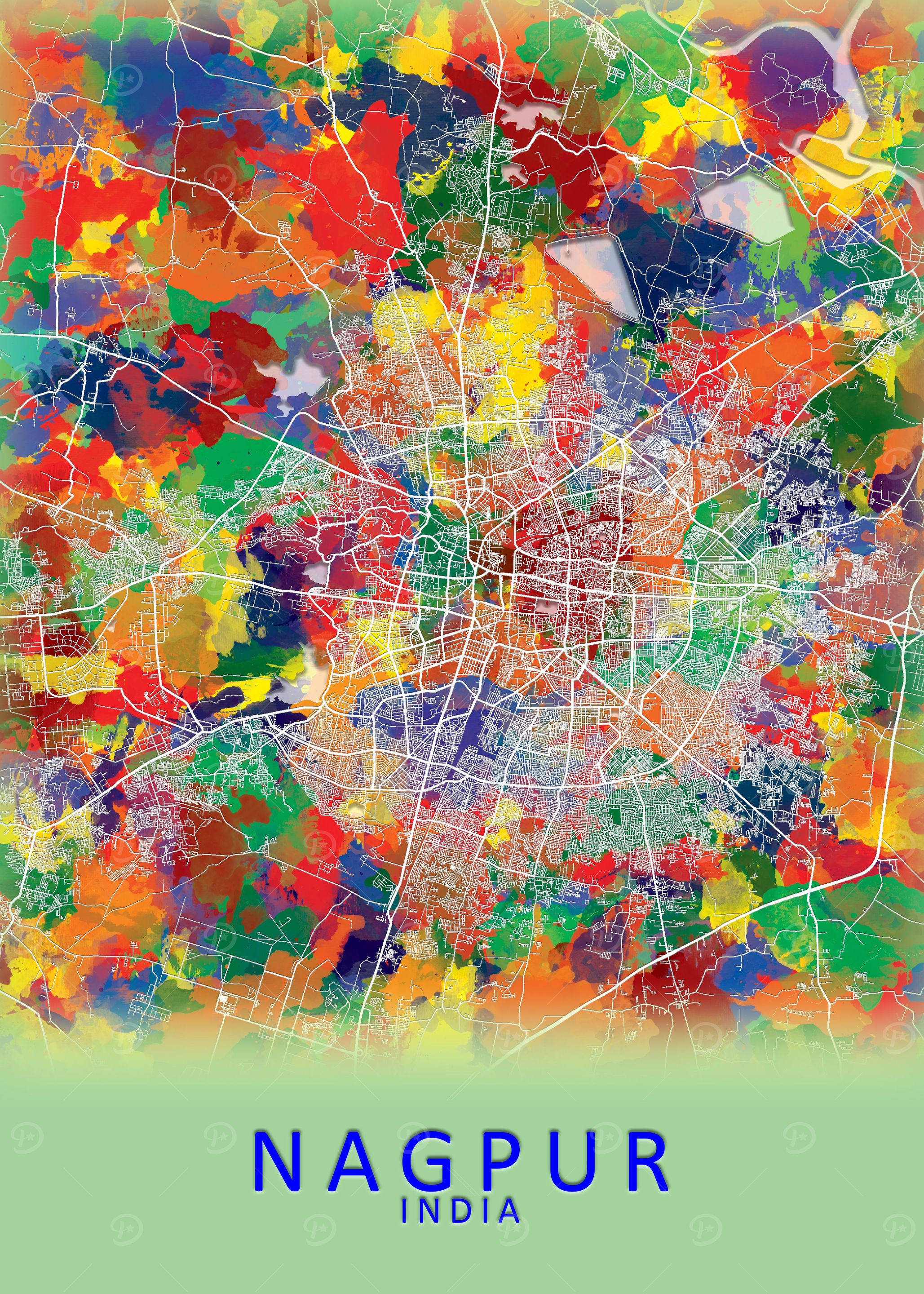 'Nagpur India City Map' Poster, picture, metal print, paint by City Map ...
