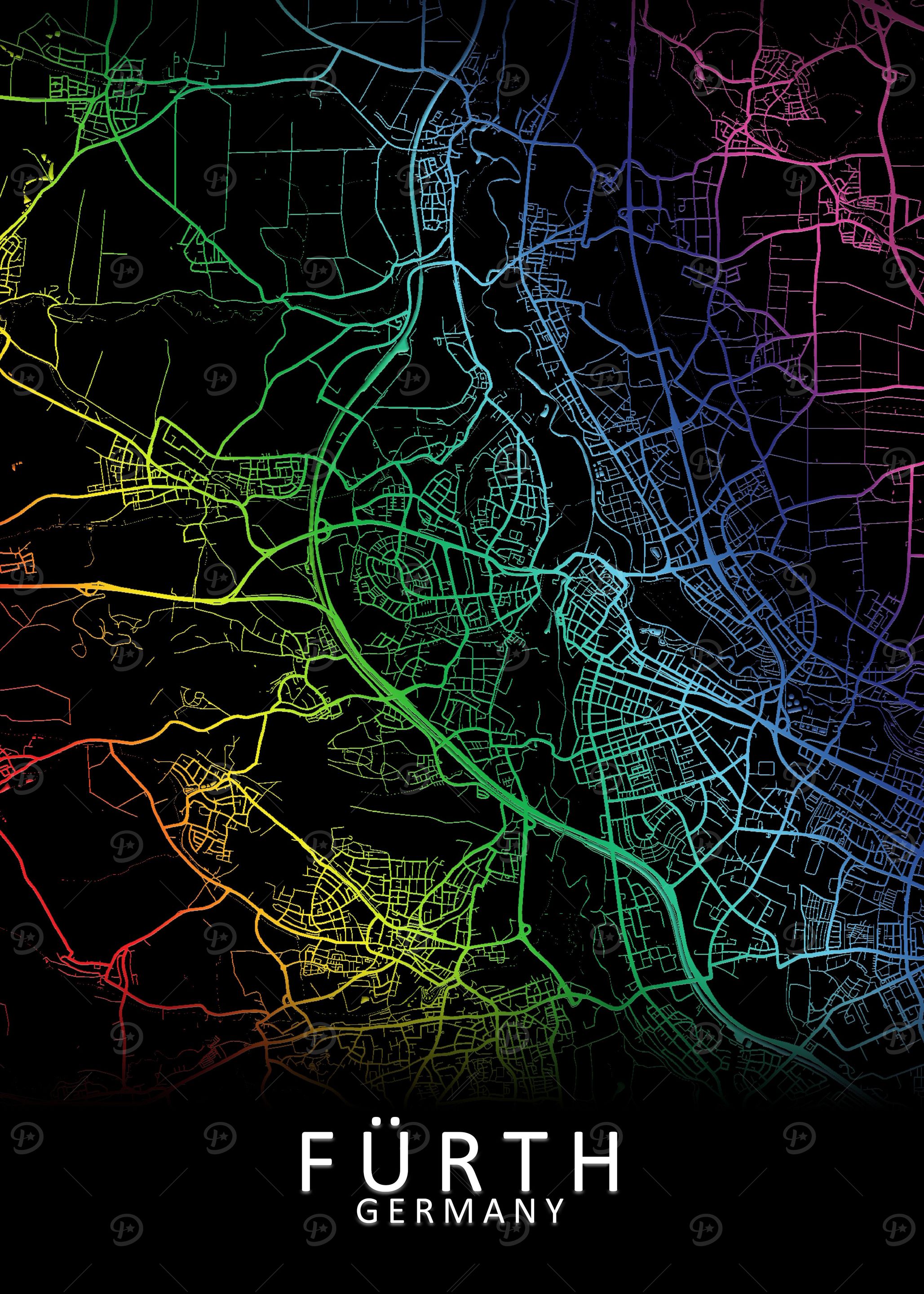'Furth Germany City Map' Poster, picture, metal print, paint by City ...