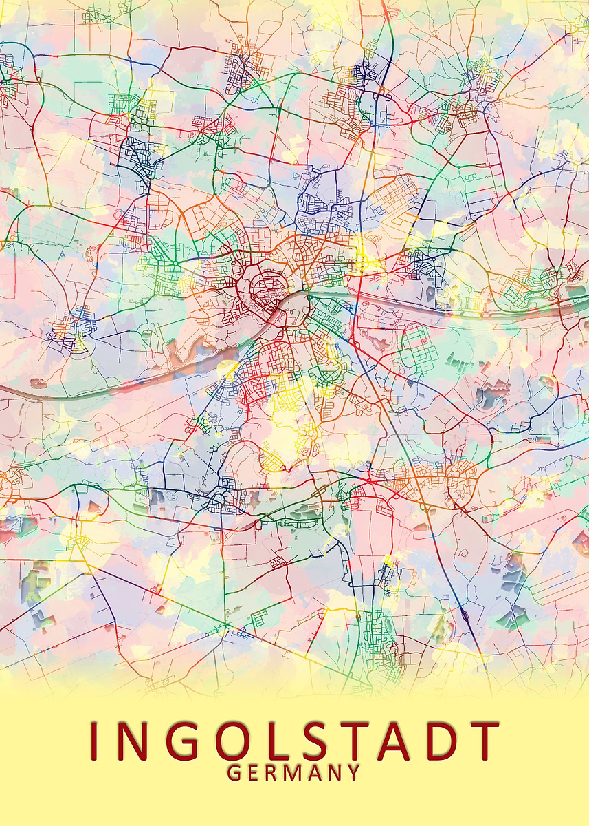 'Ingolstadt Germany Map' Poster, picture, metal print, paint by City ...