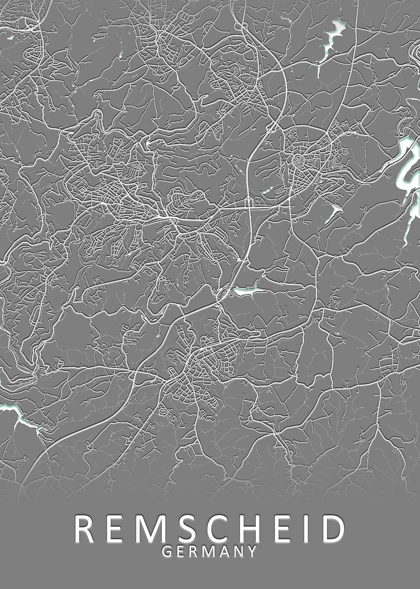 'Remscheid Germany City Map' Poster, picture, metal print, paint by ...