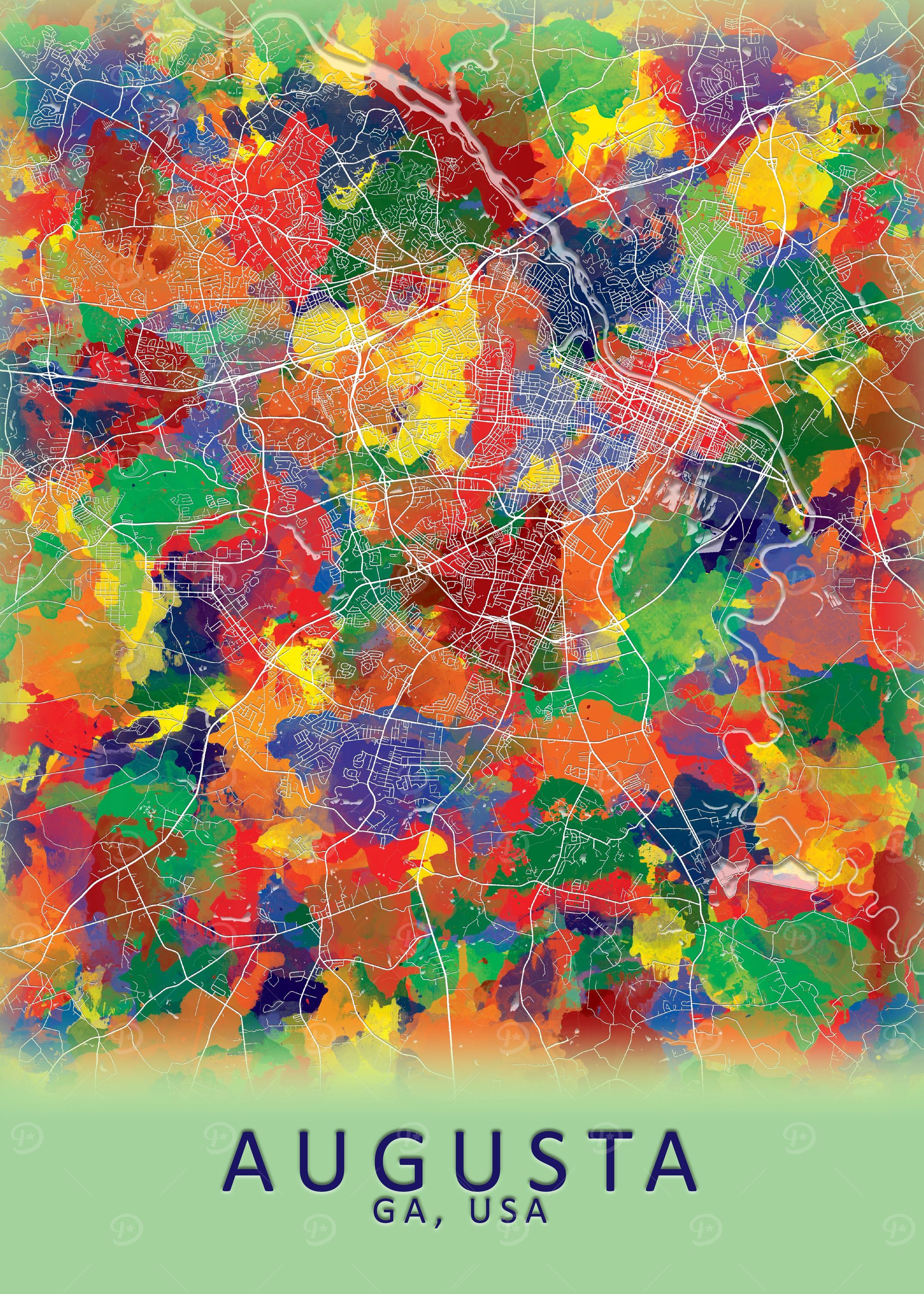 'Augusta GA USA City Map' Poster, picture, metal print, paint by City ...