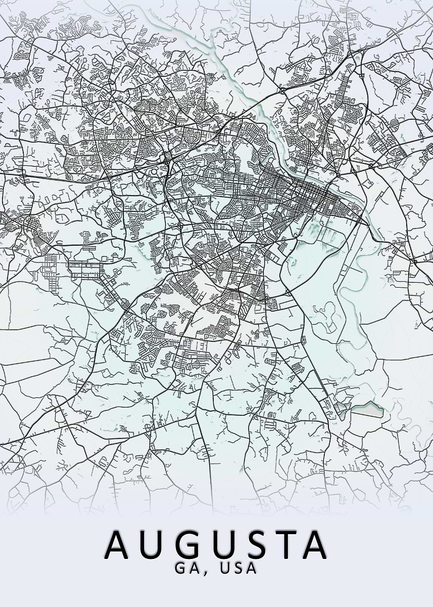 'Augusta GA USA City Map' Poster, picture, metal print, paint by City ...