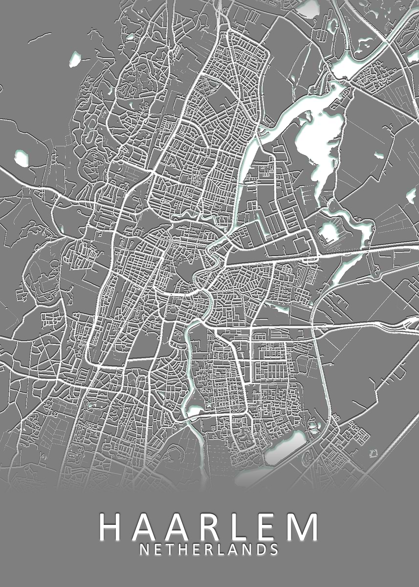 'Haarlem Netherlands Map' Poster, picture, metal print, paint by City ...