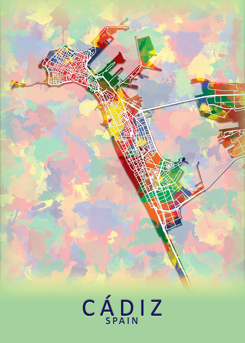 'Cadiz Spain City Map' Poster, picture, metal print, paint by City Map ...