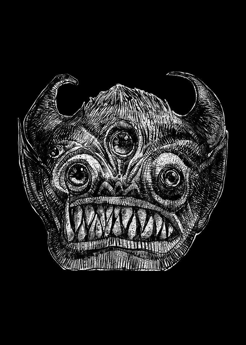 'Monster Face 002' Poster, picture, metal print, paint by A J | Displate