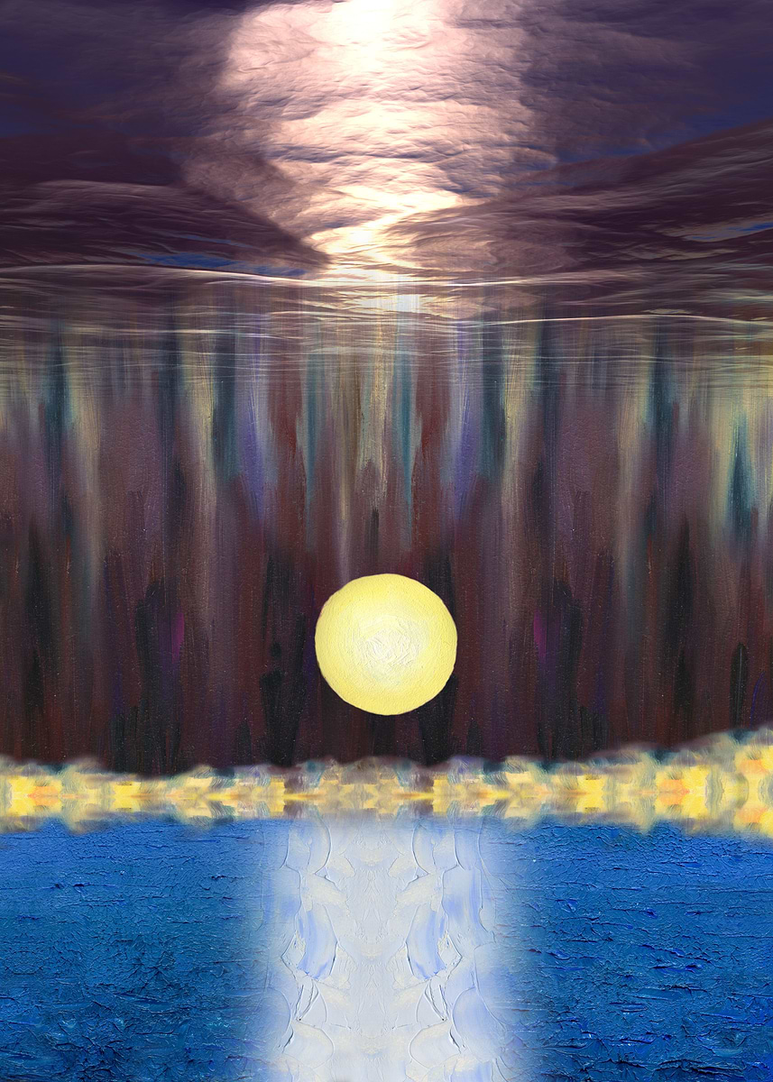 'Underwater Moon Night' Poster, picture, metal print, paint by Victor ...