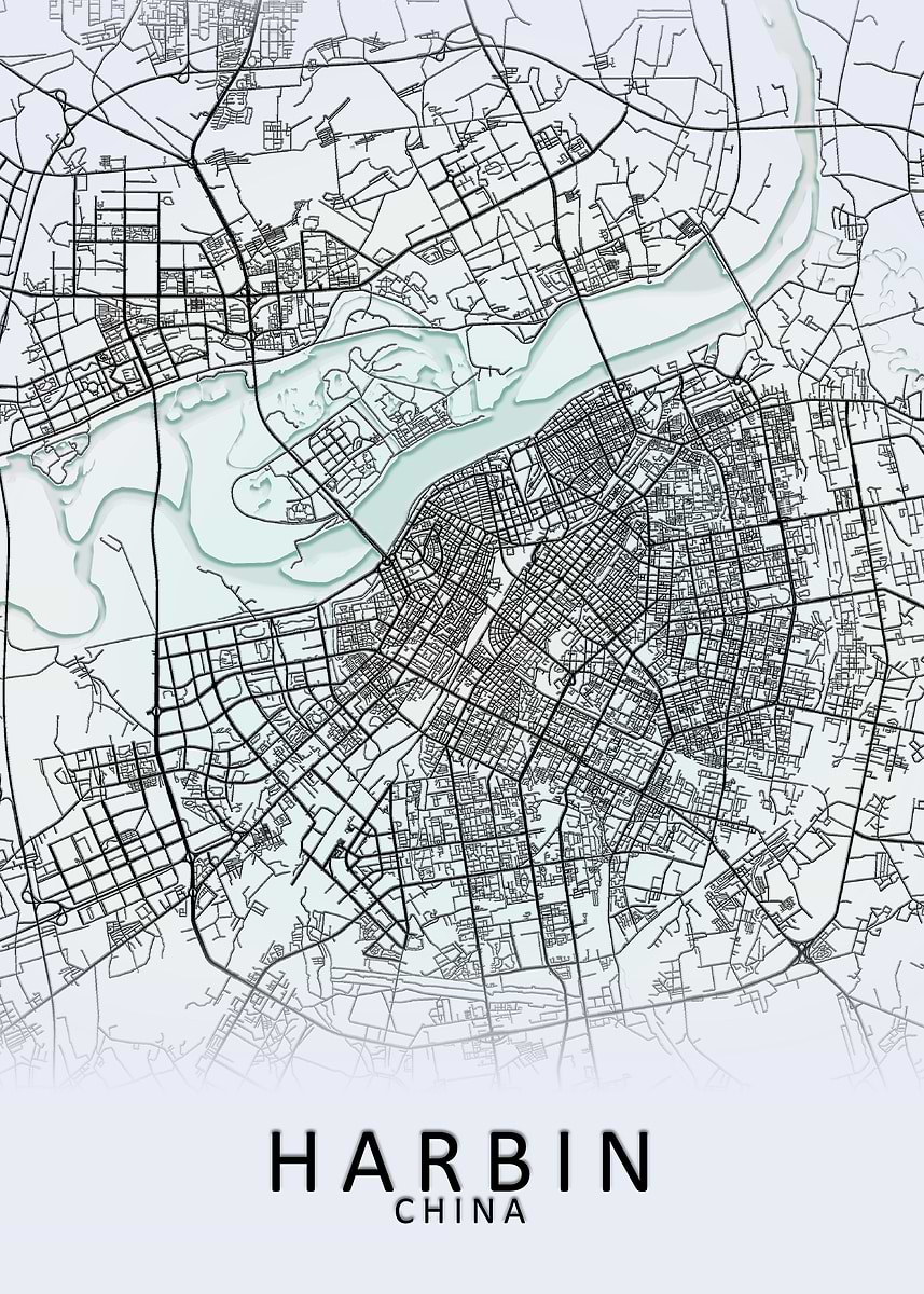 'Harbin China City Map' Poster, picture, metal print, paint by City Map ...