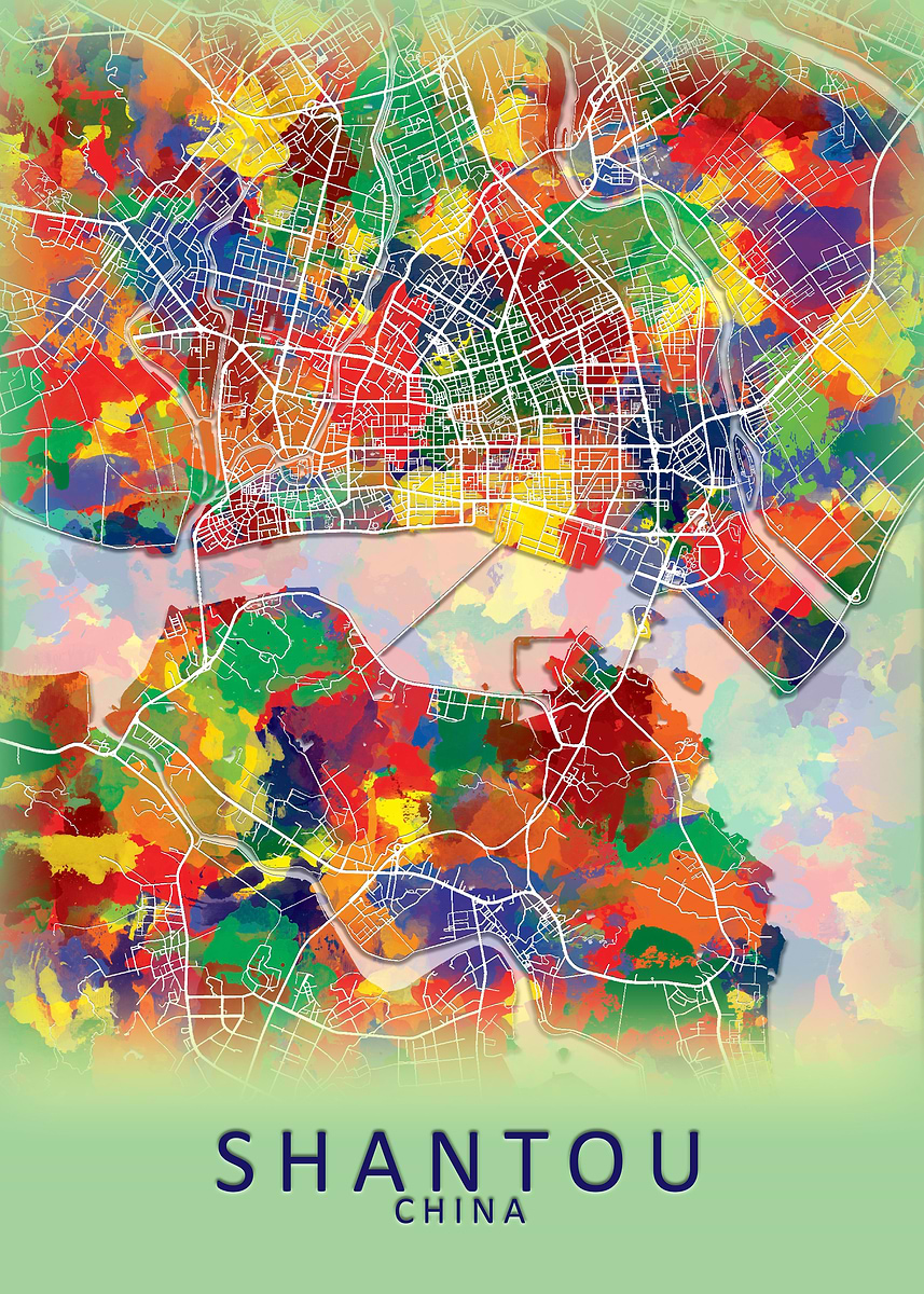 'Shantou China City Map' Poster, picture, metal print, paint by City ...