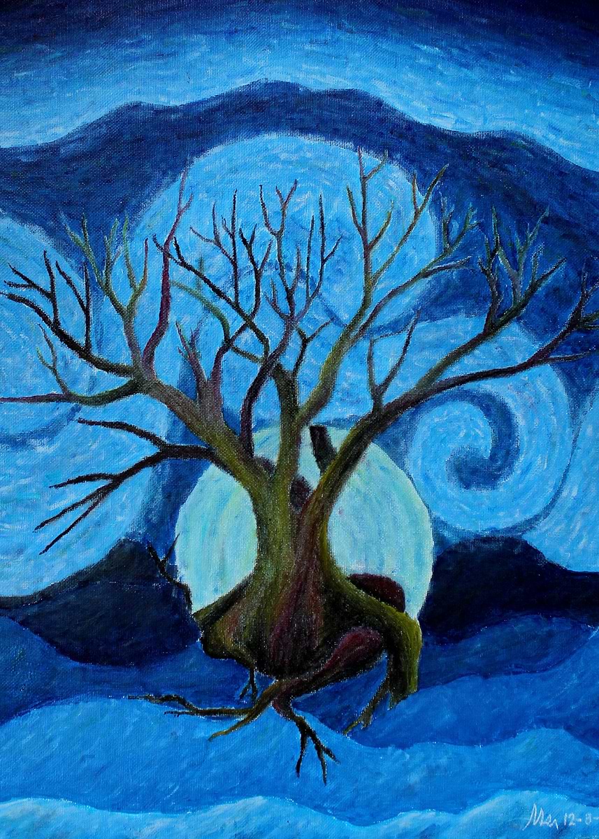 'Tree in the Blue Night' Poster, picture, metal print, paint by Martin ...