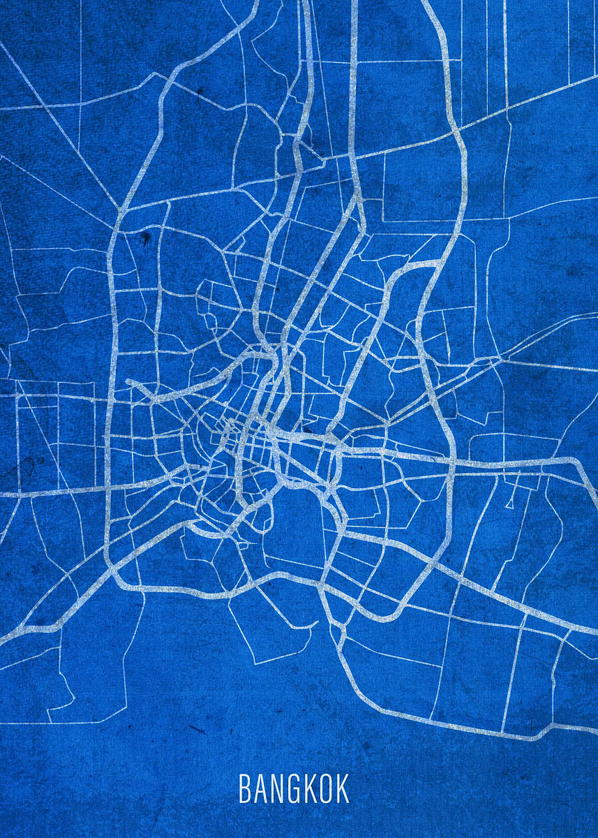 'Bangkok City Street Map' Poster, picture, metal print, paint by Design ...