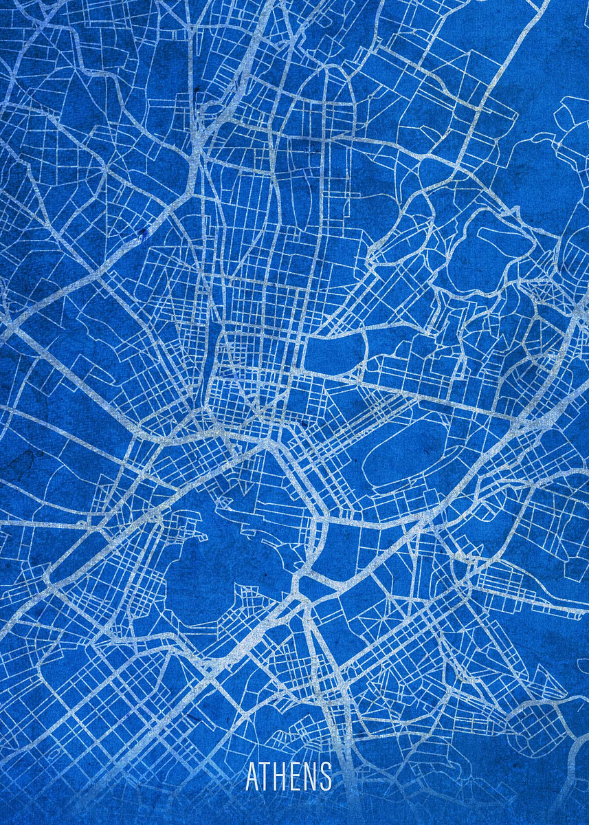 'Athens City Street Map' Poster, picture, metal print, paint by Design ...