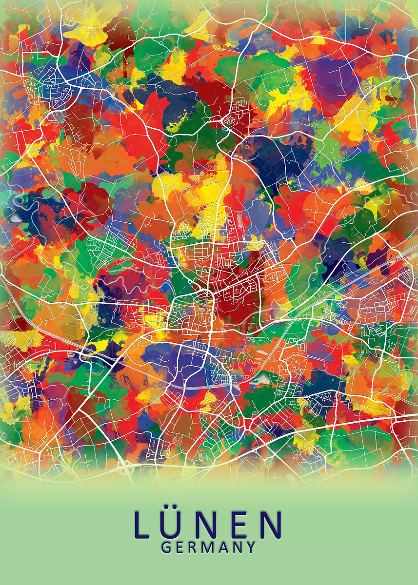 'Lunen Germany City Map' Poster, picture, metal print, paint by City ...