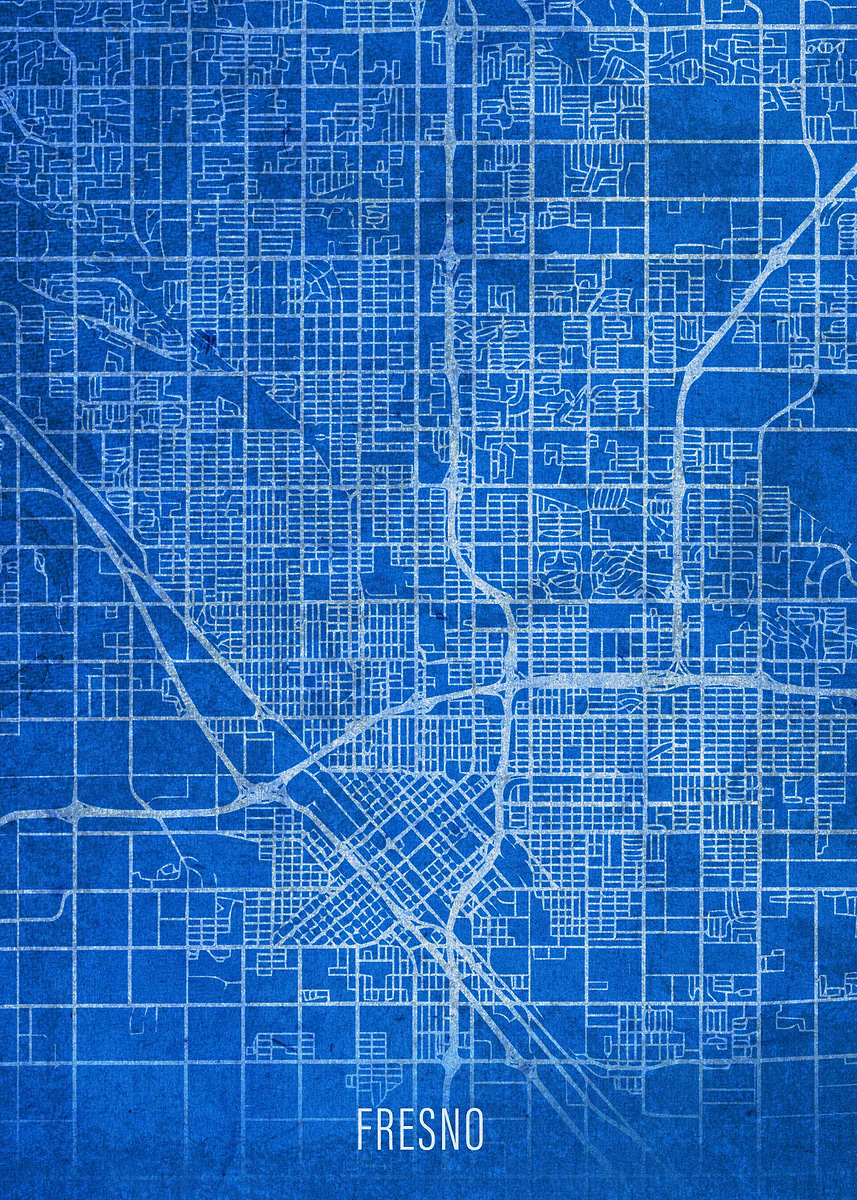 'Fresno City Street Map' Poster, picture, metal print, paint by Design ...
