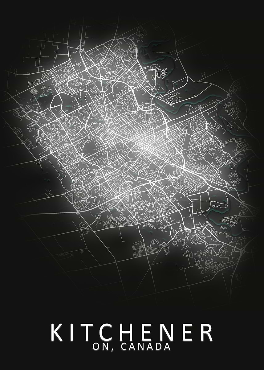 'Kitchener Canada City Map' Poster, picture, metal print, paint by City ...