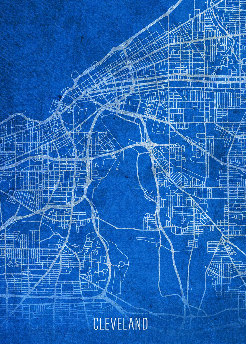 'Cleveland City Street Map' Poster, picture, metal print, paint by ...