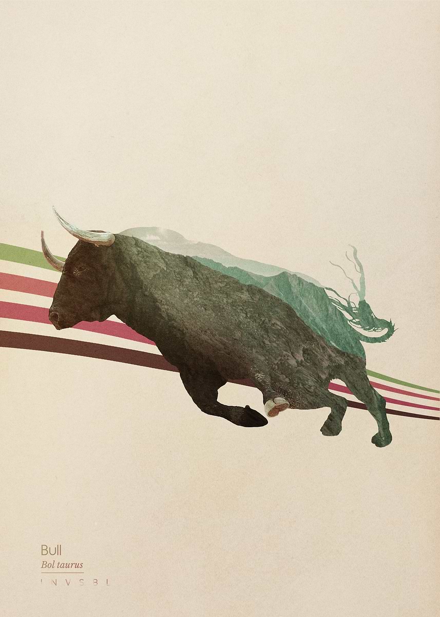 'Bull ' Poster, picture, metal print, paint by I N V S B L | Displate