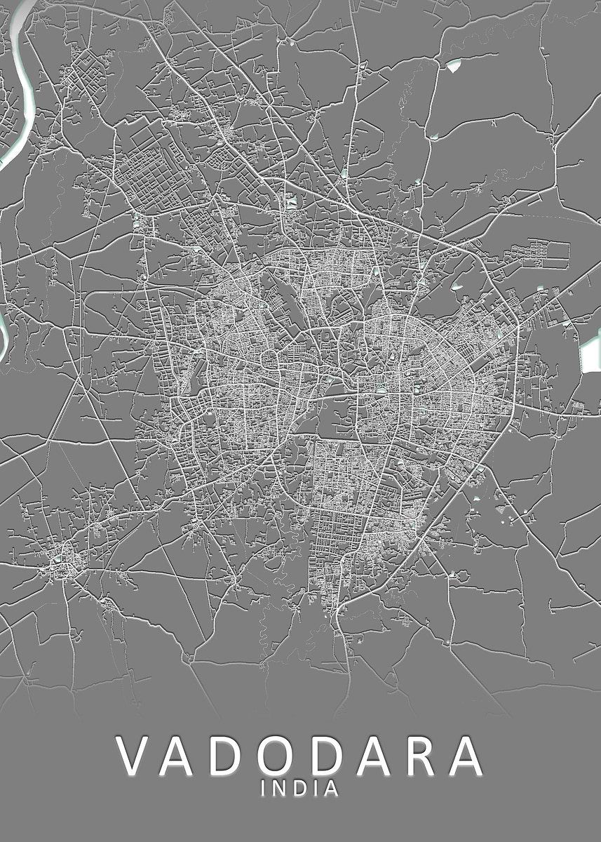 'Vadodara India City Map' Poster, picture, metal print, paint by City ...