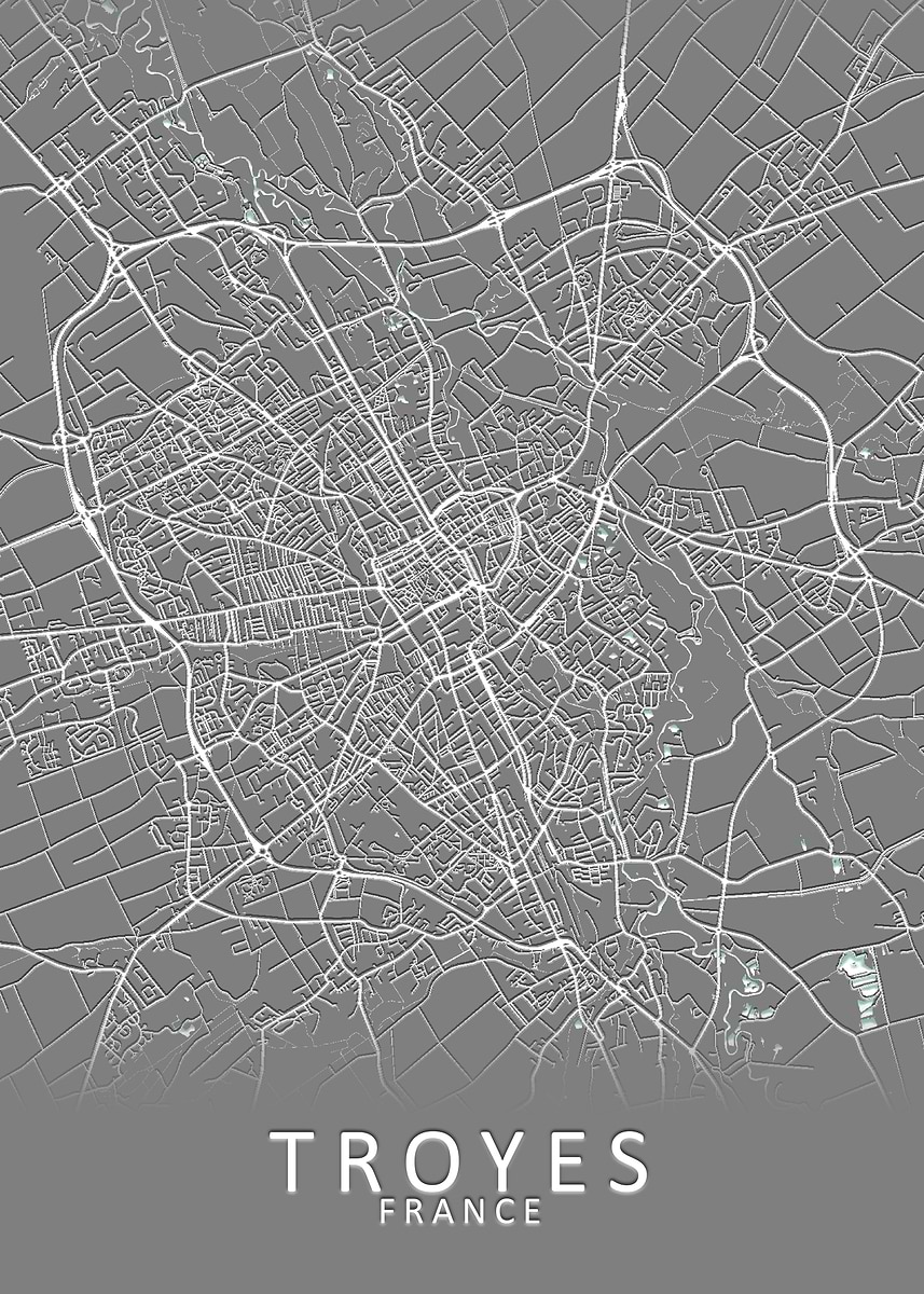 'Troyes France City Map' Poster, picture, metal print, paint by City ...