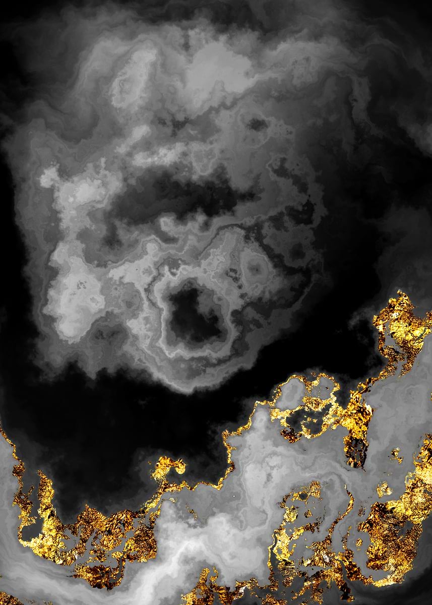'Gilded Grayscale Nebula' Poster, picture, metal print, paint by Holy ...