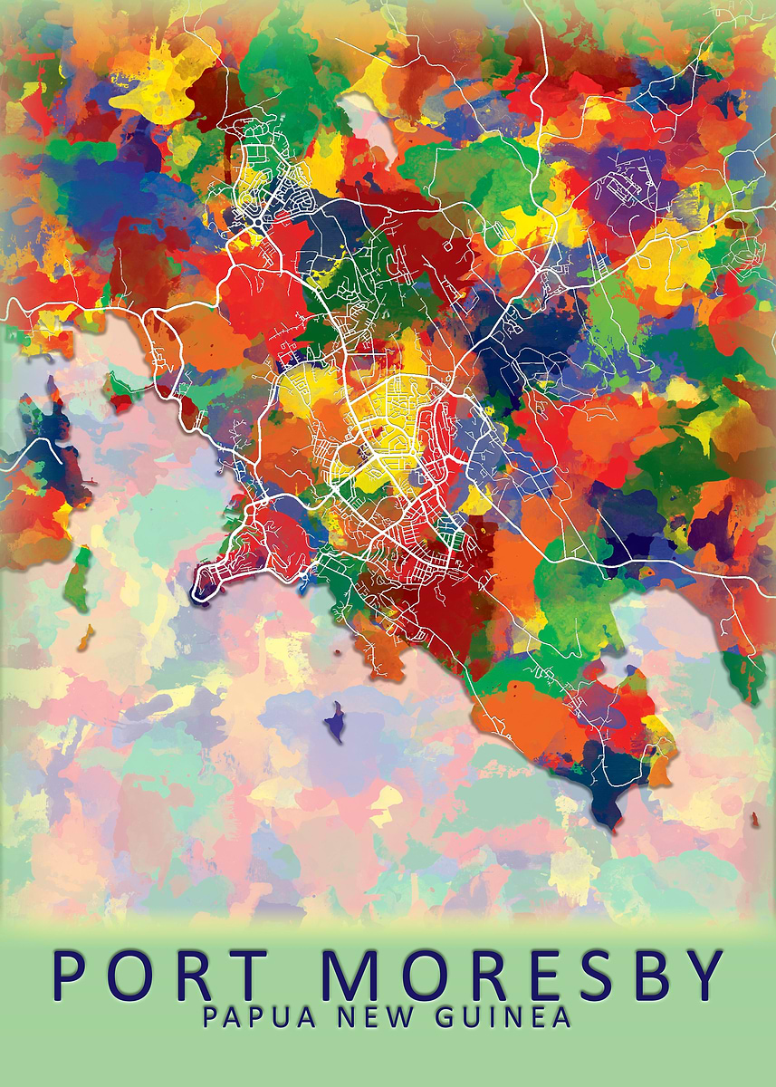'Port Moresby City Map' Poster, picture, metal print, paint by City Map ...