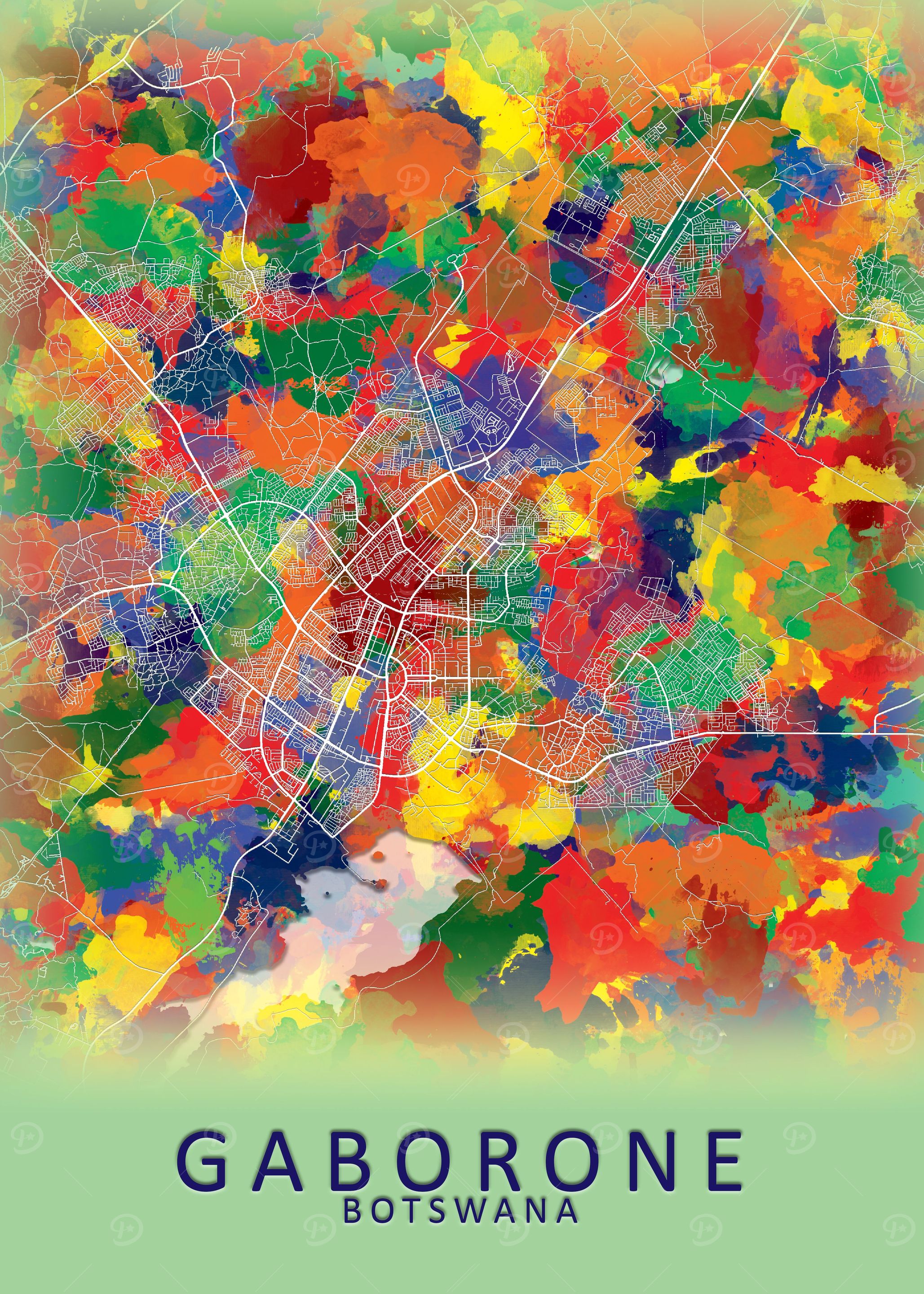 'Gaborone Botswana City Map' Poster, picture, metal print, paint by ...