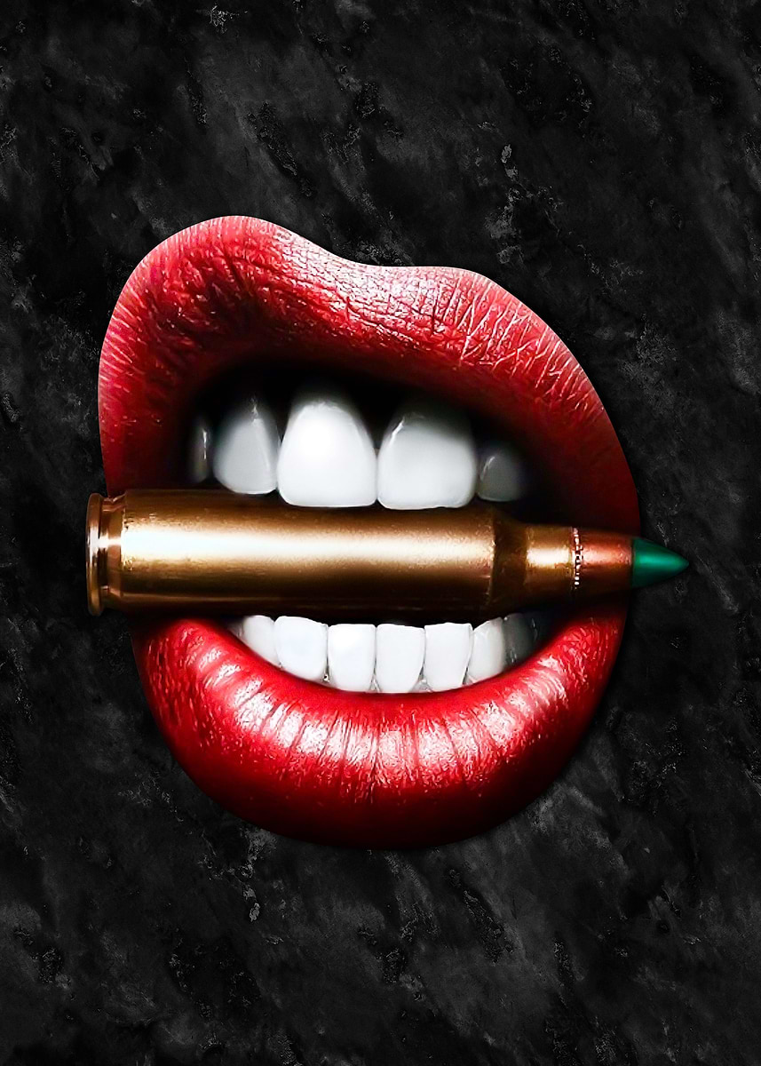 'Bullet Lips' Poster, picture, metal print, paint by max salkov | Displate