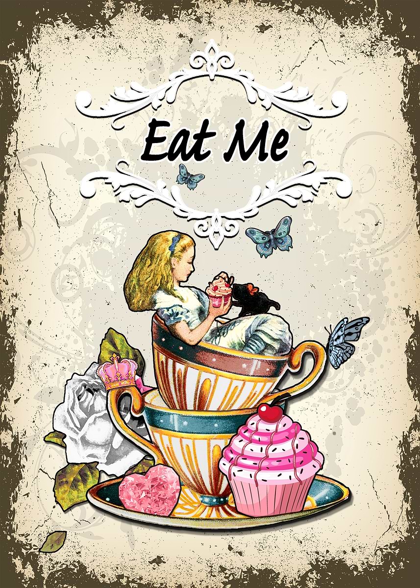 'Alice in Wonderland Eat Me' Poster, picture, metal print, paint by ...