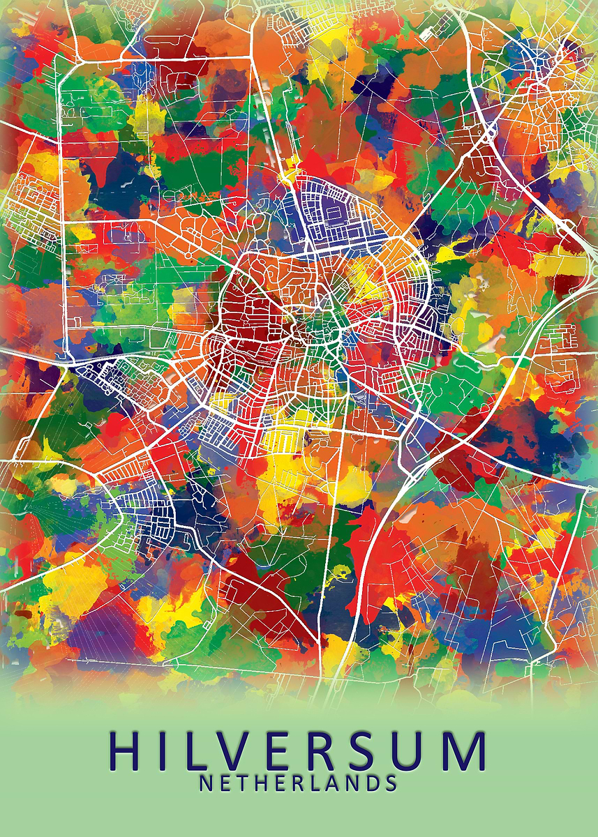 'Hilversum Netherlands Map' Poster, picture, metal print, paint by City Map Art Prints | Displate