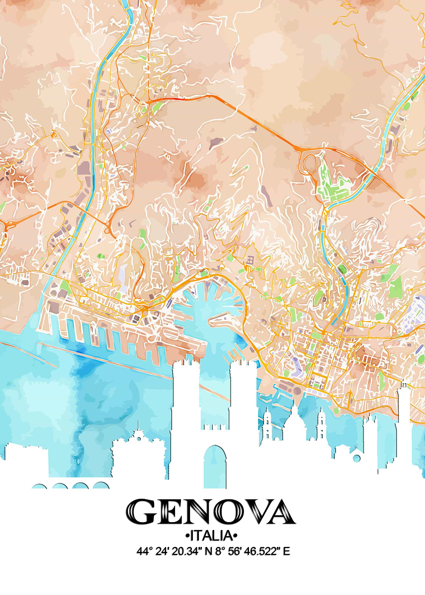 'Genova' Poster, picture, metal print, paint by Printed Artings | Displate