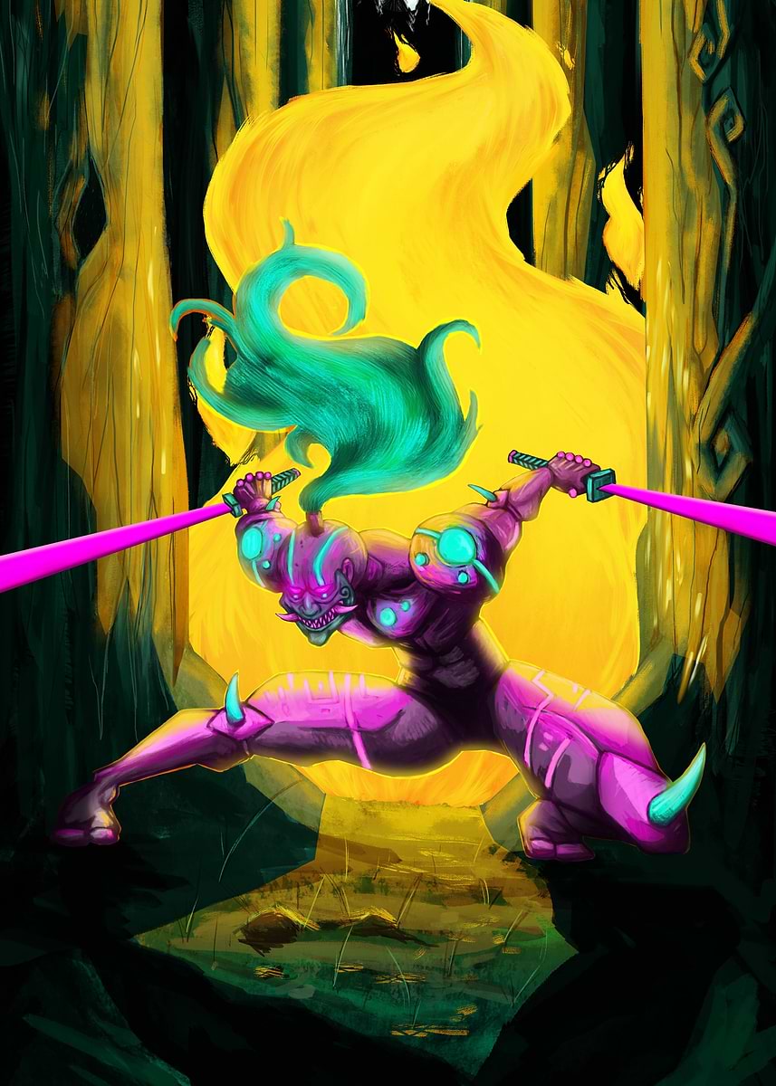 'Oni Assassin' Poster, picture, metal print, paint by Brandon Lowe ...