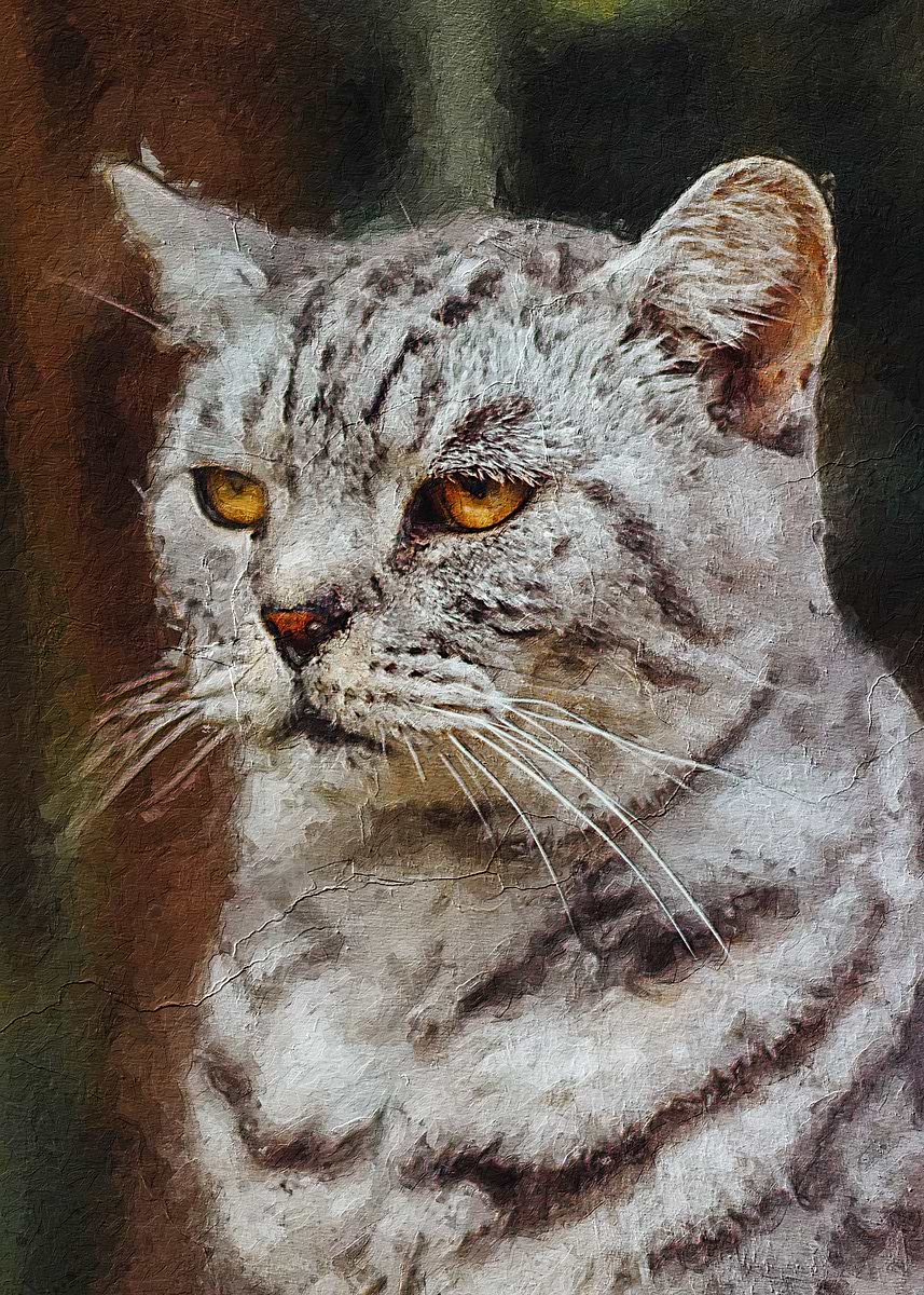 'Disappointed cat painting' Poster, picture, metal print, paint by ...
