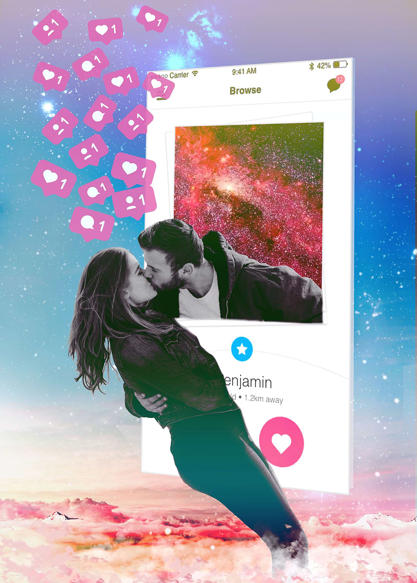 'Tinder Love' Poster, picture, metal print, paint by Cecilia Quental ...