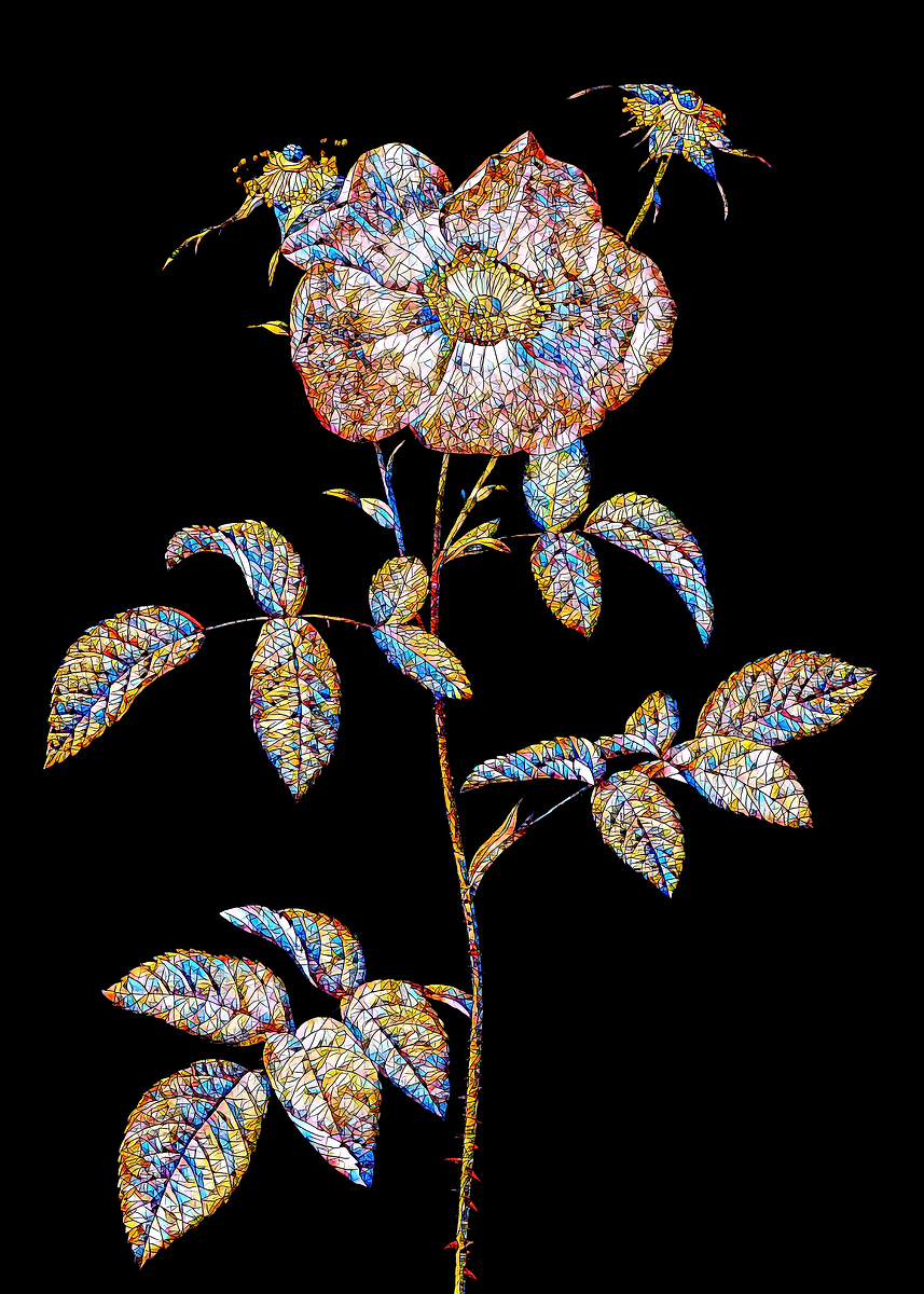 'Prismatic Rose Mosaic' Poster, picture, metal print, paint by Holy ...