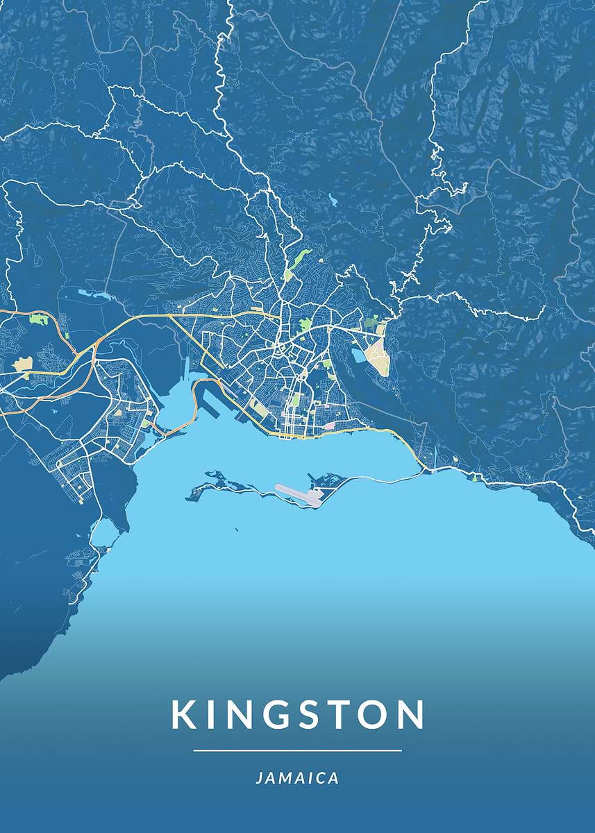 'Kingston Jamaica' Poster, picture, metal print, paint by MappaMaps ...