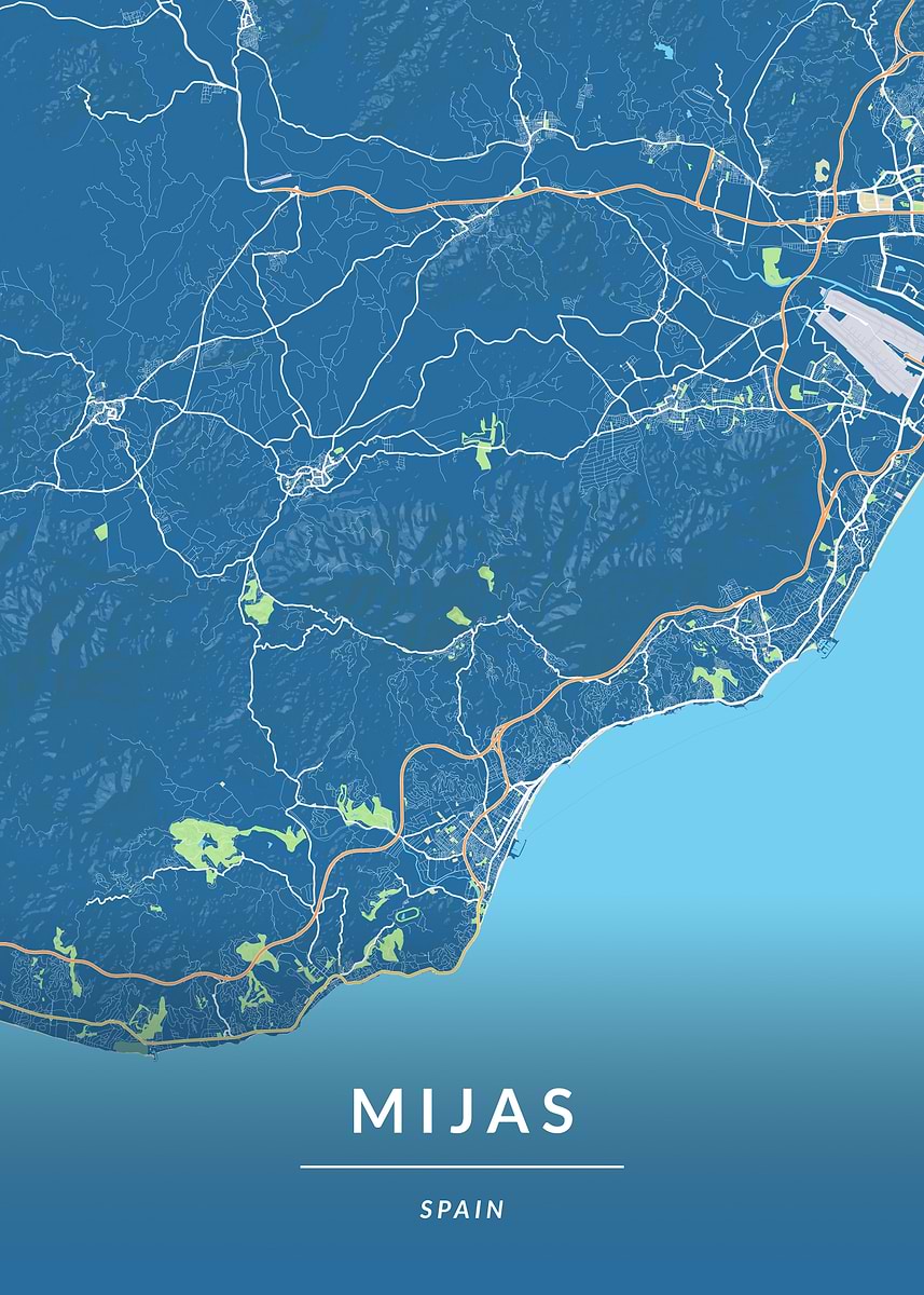 'Mijas Spain' Poster, picture, metal print, paint by MappaMaps | Displate