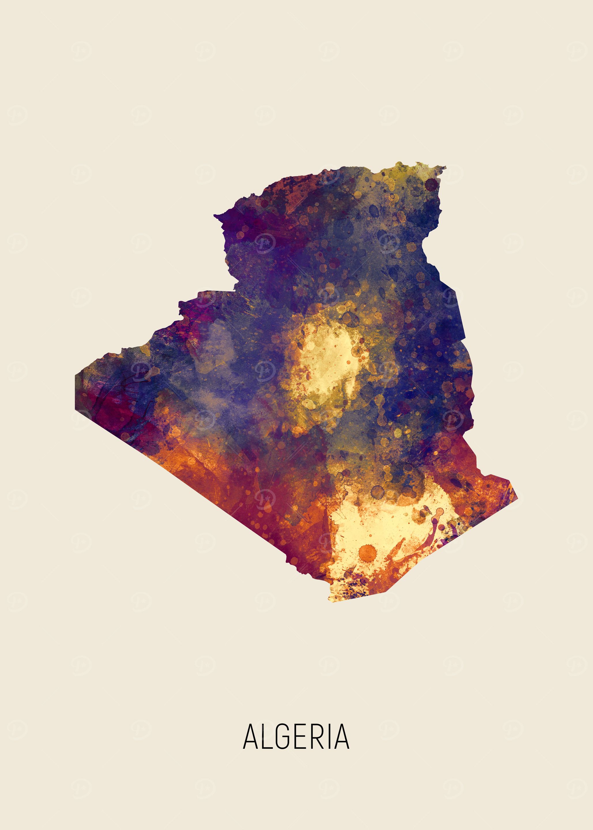 'Algeria Map' Poster, picture, metal print, paint by Michael Tompsett ...