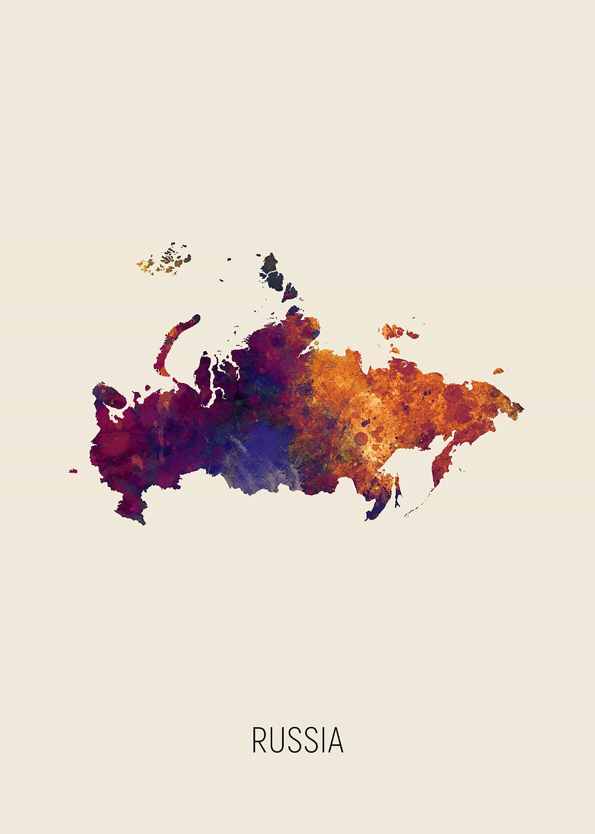 'Russia Map' Poster, picture, metal print, paint by Michael Tompsett ...