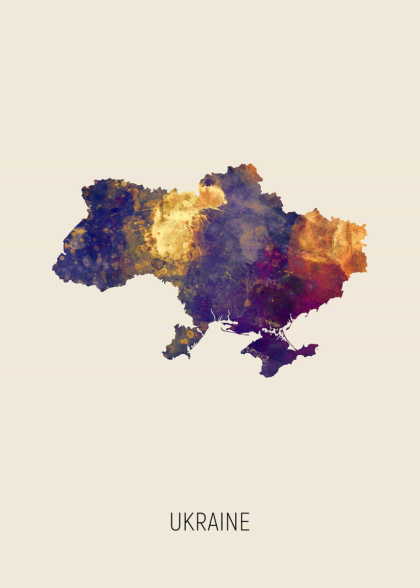 'Ukraine Map' Poster, picture, metal print, paint by Michael Tompsett ...