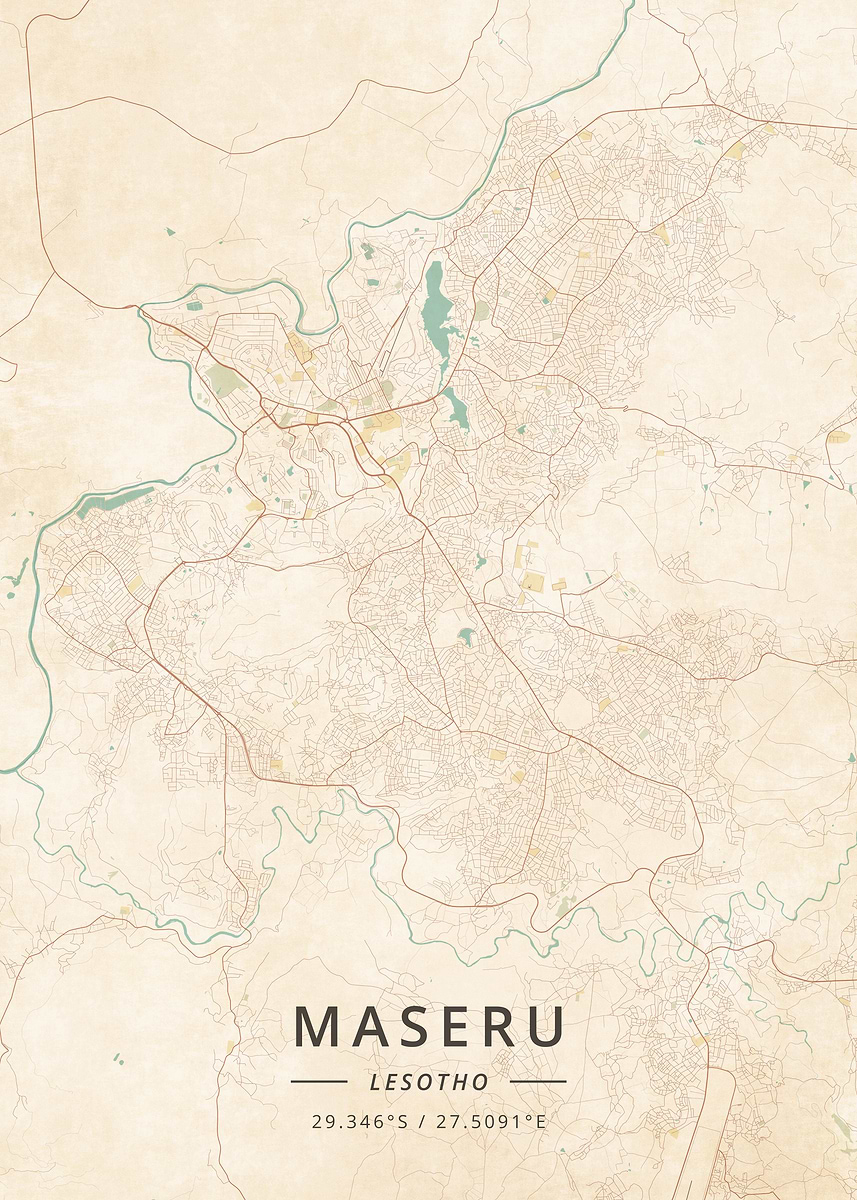 'Maseru Lesotho' Poster, picture, metal print, paint by Designer Map ...