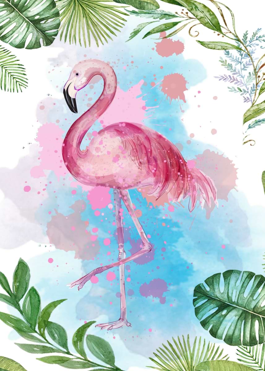 'tropical flamingo' Poster, picture, metal print, paint by ester maci ...