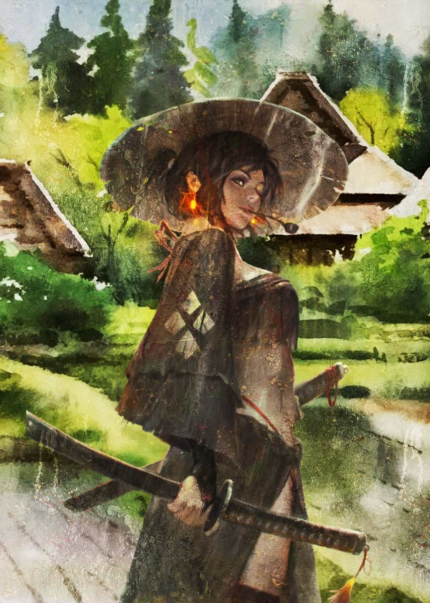 'Samurai Girl' Poster, picture, metal print, paint by Nine Arts | Displate