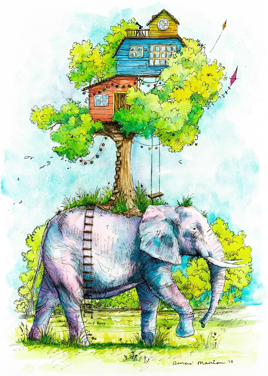 'Tree House Trunk' Poster, picture, metal print, paint by Denae Manion ...
