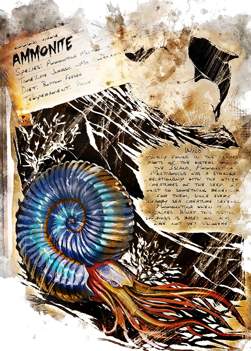 'Ammonite Ark Survival' Poster, picture, metal print, paint by ...