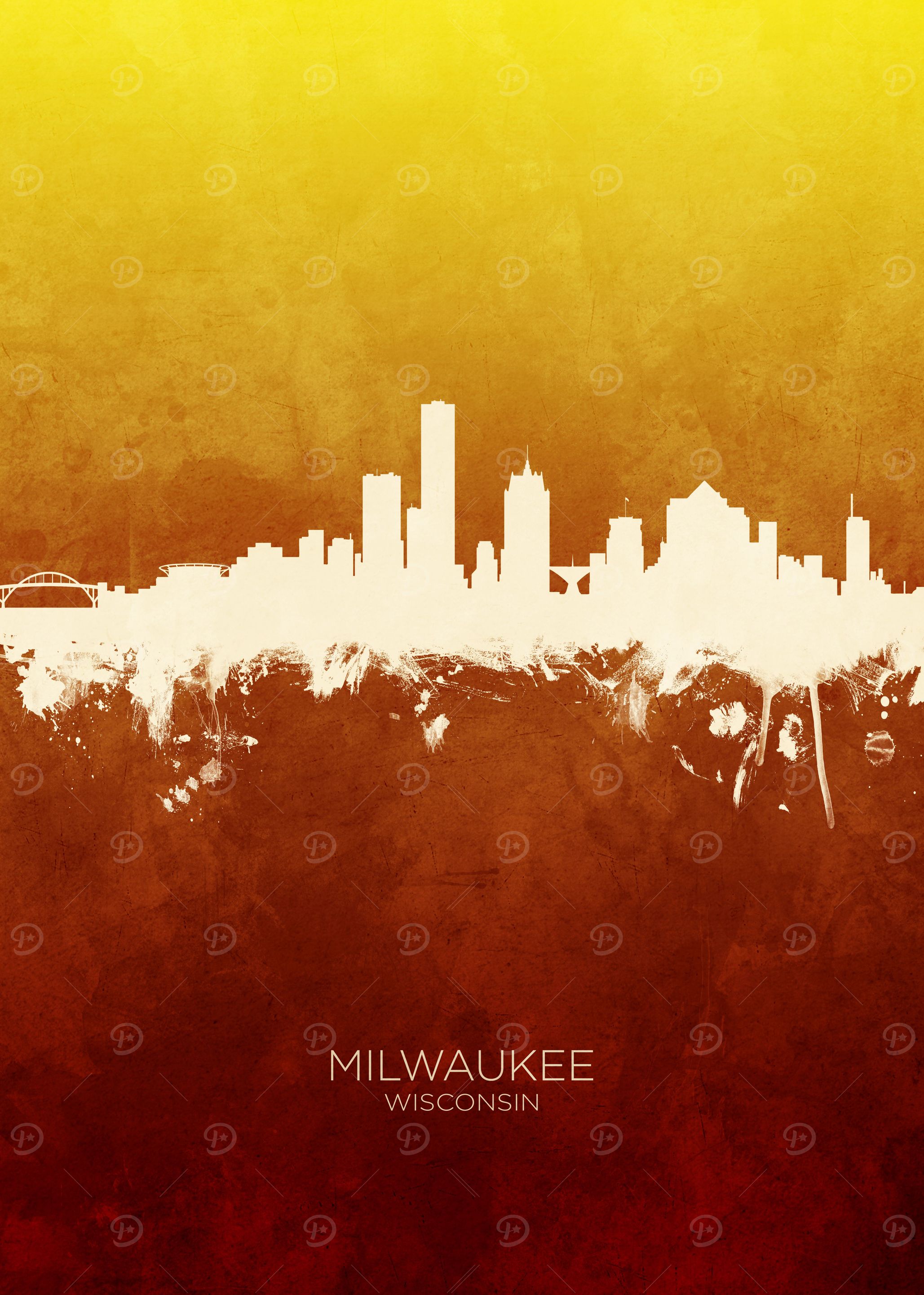 'Milwaukee Skyline' Poster, picture, metal print, paint by Michael ...