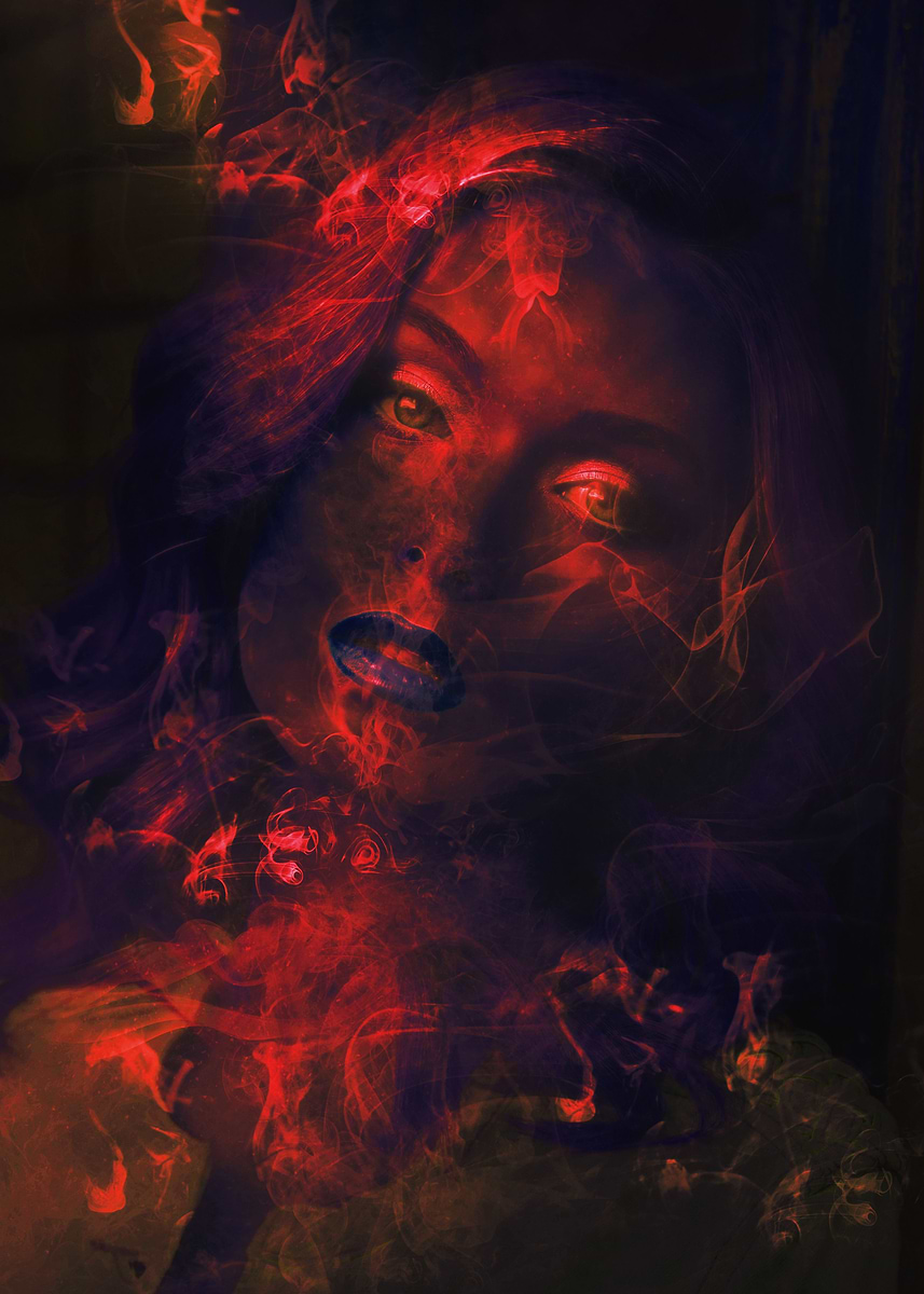 'Fire Girl' Poster, picture, metal print, paint by ArtBarrier | Displate
