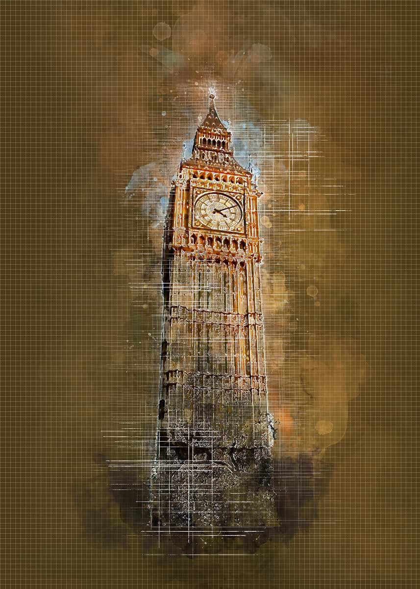 'Big Ben Clock London' Poster, picture, metal print, paint by Lailanie ...