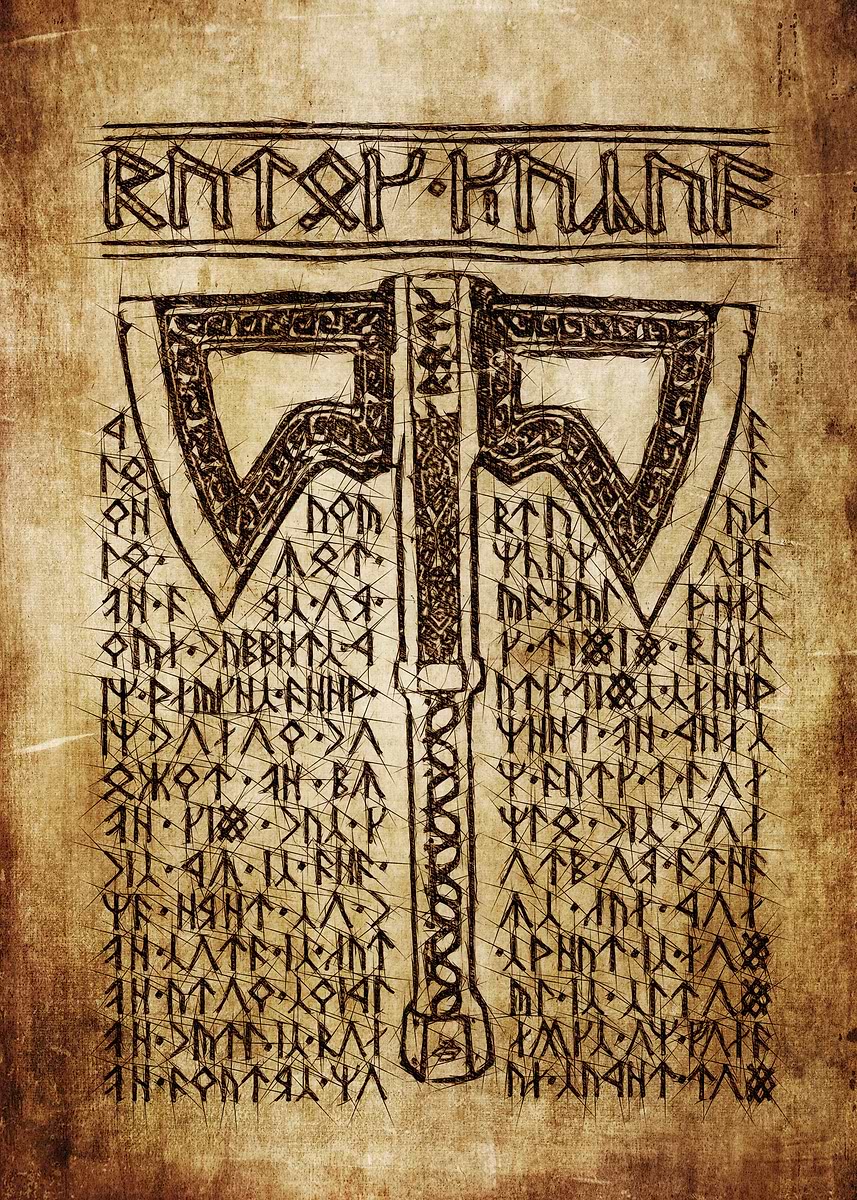'Runic' Poster, picture, metal print, paint by Nine Arts | Displate