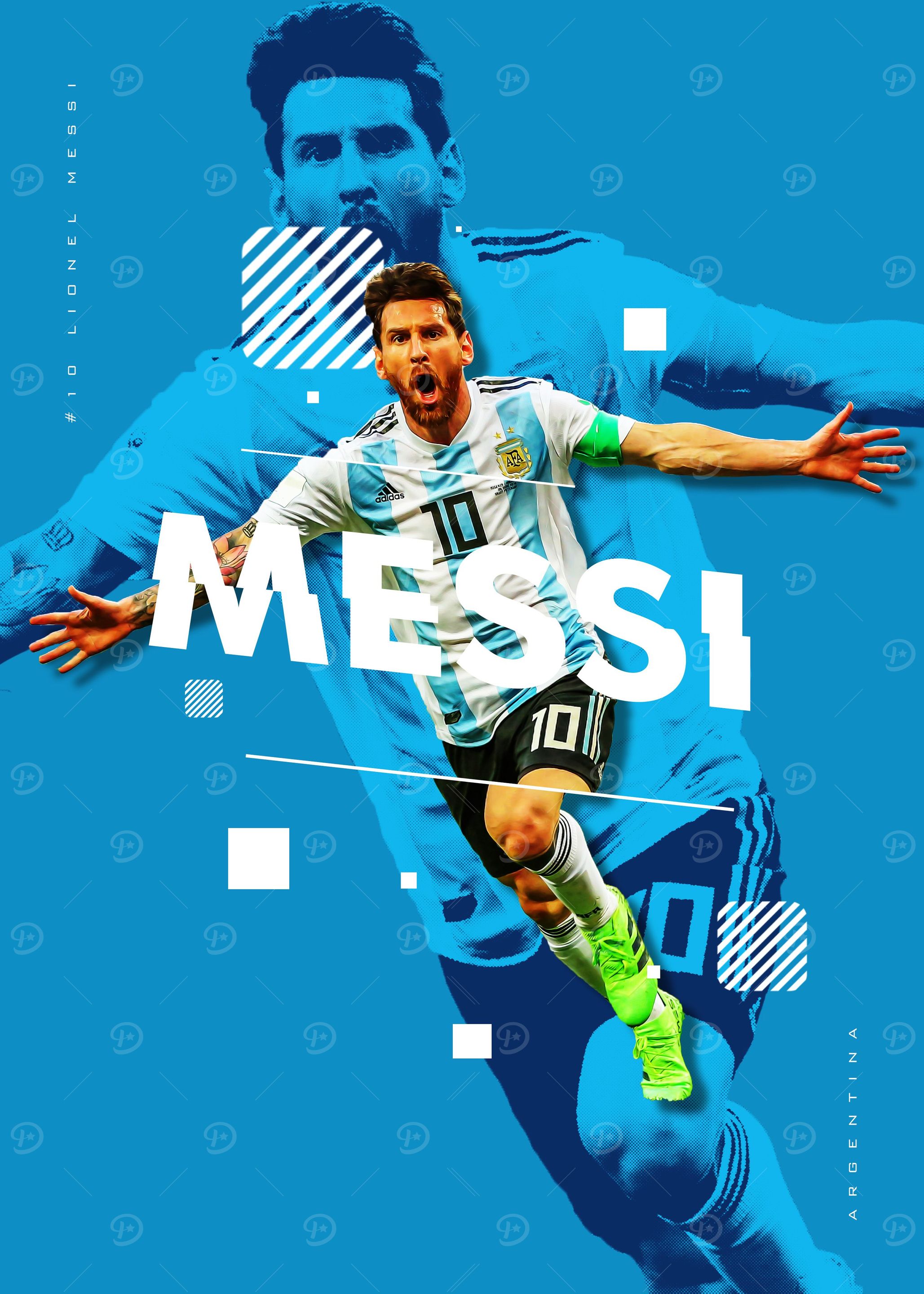 'Messi' Poster, picture, metal print, paint by Raphael Griffins | Displate